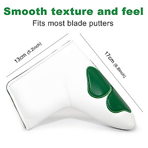 Golf Putter Cover Blade,Putter Covers Golf Club Head Covers Putter Headcover for Blade Leather Golf Putter Head Covers with Magnetic for Odyssey 2 ball Scotty Cameron Taylormade Callaway (White)