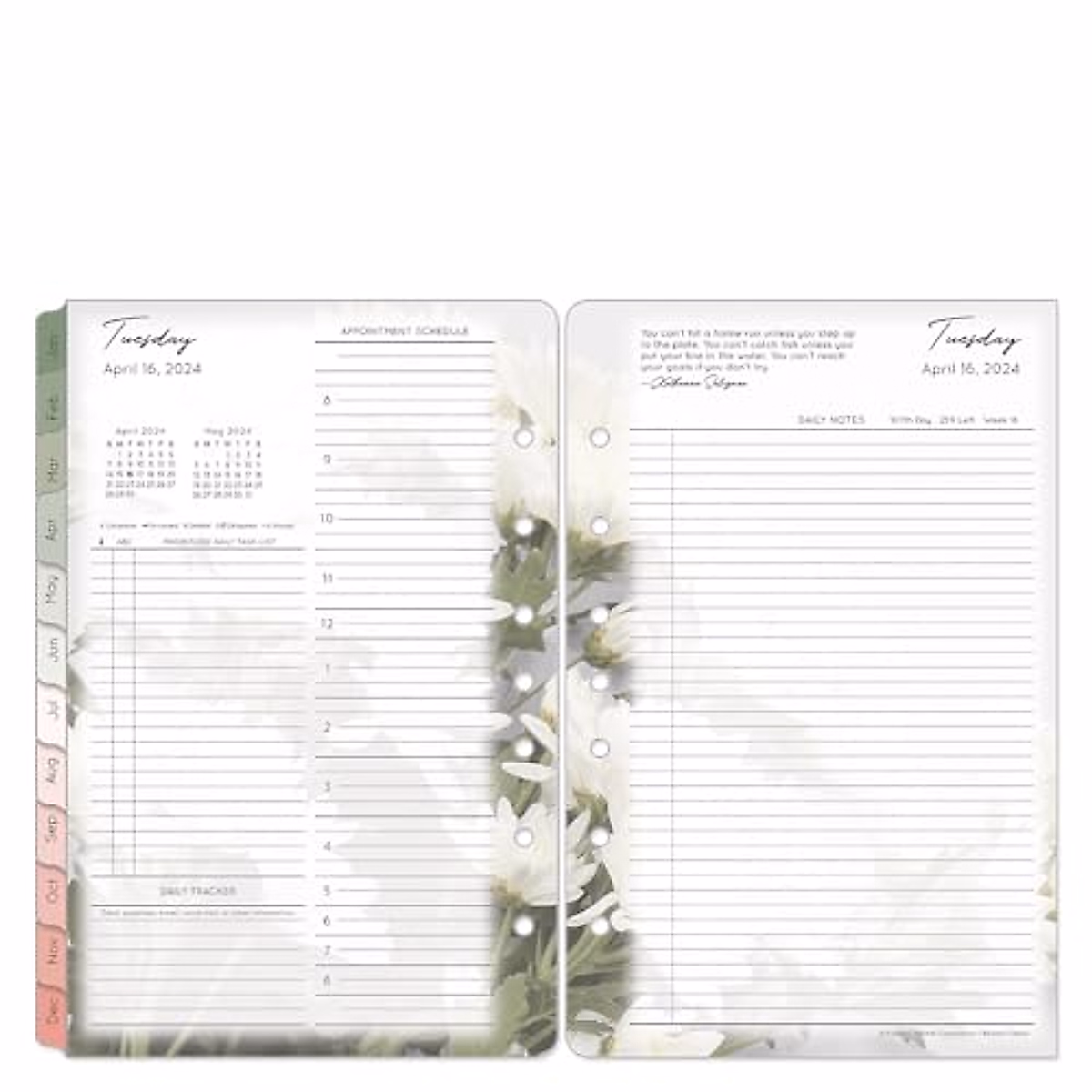 FranklinCovey - Blooms Two Page Per Day Ring-Bound Planner (Classic, Jan 2024 - Dec 2024)