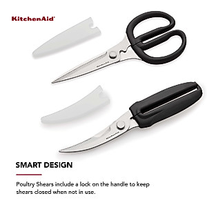 KitchenAid Stainless Steel All Purpose and Poultry Shears Set with Soft Touch Handles, 2 Piece, Black