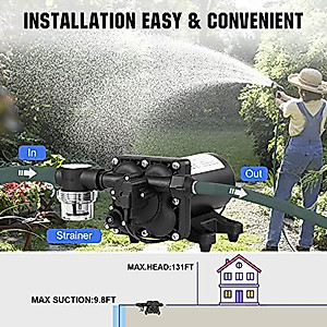 ECO-WORTHY Industrial Water Pressure Diaphragm Pump 110V 5.5GPM 55PSI On Demand RV Fresh Water Pump 110Volt include Garden Hose Adapters for Transfer Booster Water Heater Barrel Sprinkle Irrigation