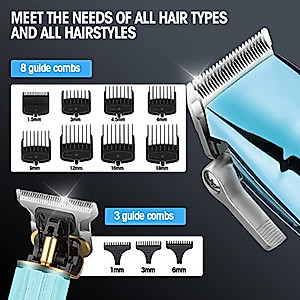 Zesuti Professional Hair Clippers for Men with Beard Trimmer Set,Cordless 2 Adjustable Speeds Barber Hair Clipper Haircut Kit & T-Blade Trimmer USB Rechargeable Hair Cutting Grooming Kit