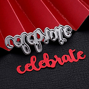 Patelai 16 Pieces Blessing Cutting Dies Word Dies for Card Making Celebration Cutting Dies Embossing Script Die Stencils for DIY Scrapbook Card Making Decoration(Charming Style)