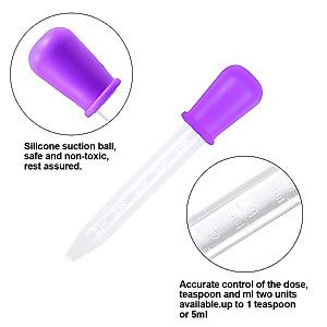 10 Pcs Liquid Droppers Pipettes with 1 Cleaning Brush, 5ML Silicone and Plastic Eyedropper Transfer Pipette with Scale for Children Kids Medicine Science Candy Gummy Molds Crafts (Multicolour)