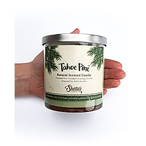 Tahoe Pine Scented Natural Soy Candle, Essential Fragrance Oils, 100% Soy, Phthalate & Paraben Free, Clean Burning, 9 Oz.