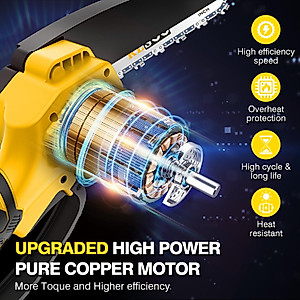 Mini Chainsaw, RLSOO 6-Inch Electric Chainsaw Cordless, Portable Small Handheld Chain Saw for Wood Cutting, Tree Trimming, Courtyard, Household, and Garden (Includes 2 Batteries and 3 Chains)