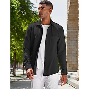 COOFANDY Men's Corduroy Shirt Jacket Casual Stylish Shacket Long Sleeve Button Down Winter Shirt