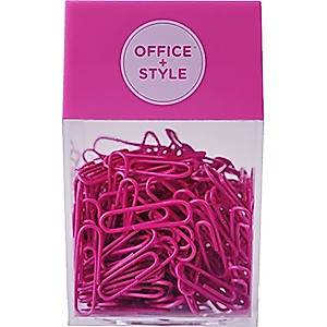 Office Style Paper Clip Dispenser with Magnetic lid, 200 Paper Clips, Pink (OS-200PCPINK)