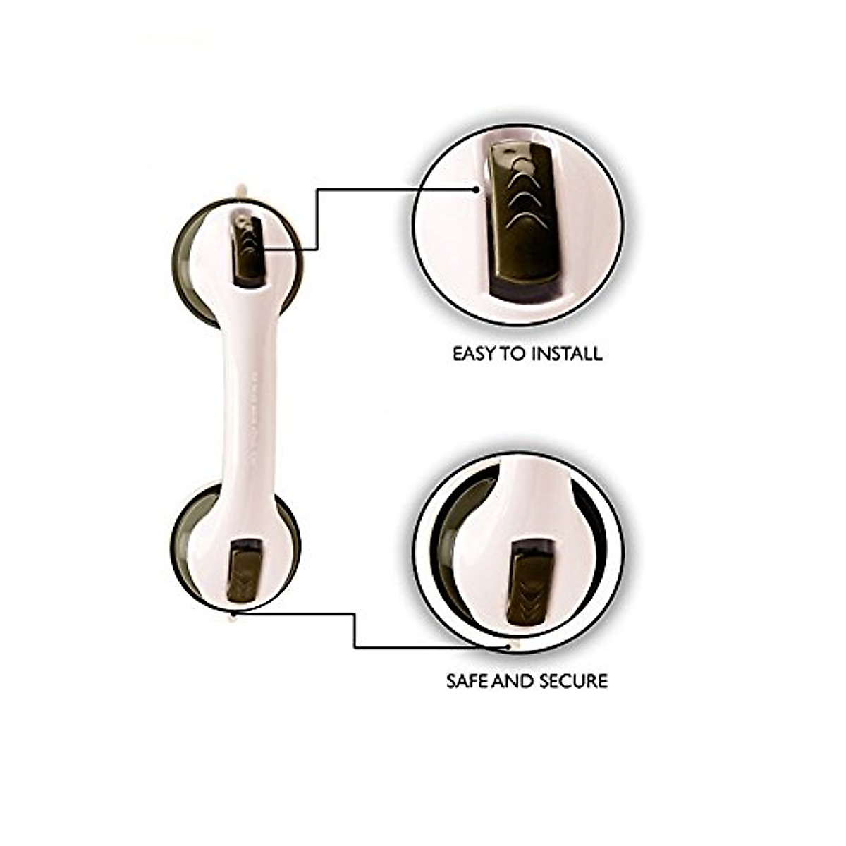 FChome Shower Wall Suction Cup Grab Bars,12 Inches Shower Handle Bar Offers Safe Grip with Strong Hold Suction Cup for Safety Grip Grab in Bathroom,Gray