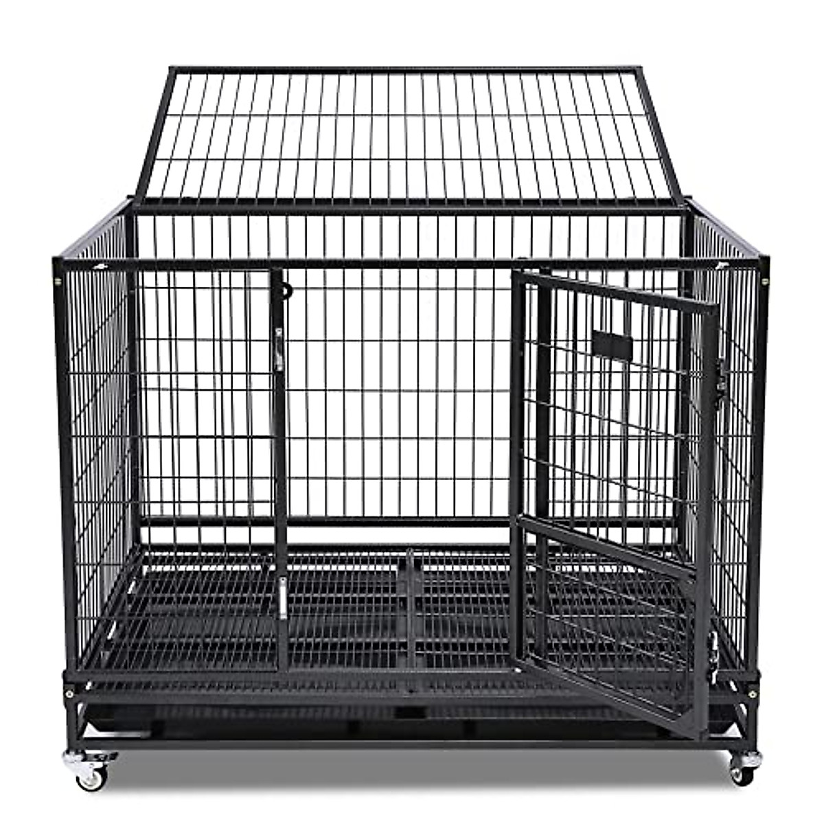 Homey Pet 43" Stackable Heavy Duty Cage W/Feeding Door, Casters and Tray