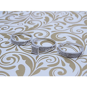 Dazzlingrock Collection Round White Diamond Engagement Ring Trio Ring Set for Unisex (0.65 ctw) in 925 Sterling Silver, W-7 and M-12.5