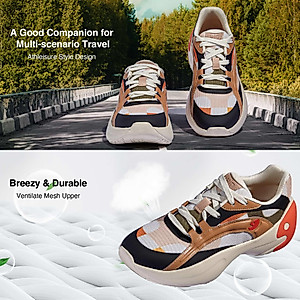 UIN Women's Chunky Fashion Sneakers Walking Casual Comfortable Art Painted Travel Designer Shoes Streamline Geometry (8.5)