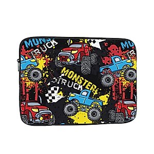 Boy Monster Truck Blue Car 13 inch Portable Laptop Sleeve Compatible with MacBook Air Notebook Computer Case for Men Women College School Students