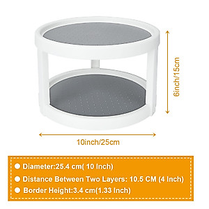 QTLCOHD 2 Pack 2 Tier Lazy Susan Organizer 10 Inch Turntable Lazy Susan Rotating Spice Rack for Cabinet Pantry Fridge Bathroom Kitchen