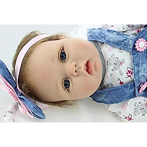 scnbom Reborn Baby Dolls Black Girls 22inch Realistic Silicone Toddler Lifelike Babies That Look Real boy Eyes Open (Green)