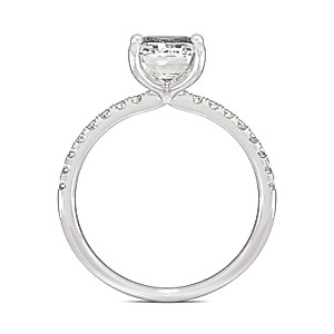 14K White Gold Moissanite by Charles & Colvard 9x7mm Emerald Engagement Ring-size 5 2.76cttw DEW