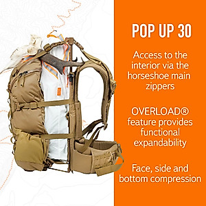 Mystery Ranch Women's Pop Up 30 Hunting Backpack, Weatherproof, Daypack for Travel, Hiking, Outdoors, Camping, 30L, S, Coyote