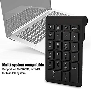22 Keys Wireless Numeric Keypad Portable Mini Keyboard Number Pad Ultrathin Numeric Keyboard Numpad for Laptop Desktop Computer PC (Black)