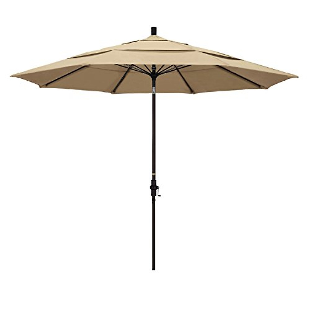 California Umbrella 11' Rd. Fiberglass Rib Patio Umbrella, Crank Lift, Collar Tilt, Bronze Pole, Beige (GSCUF118117-SA22-DWV)