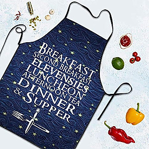 YISHOW Unisex The Seven Daily Hobbit Meals Cooking Chef Kitchen Aprons with Adjustable Bib