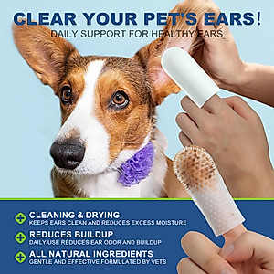 BALORIZ Dog Ear Cleaner Wipes, Dog Ear Wipes Finger for Dogs & Cats, Gently Remove Ear Wax, Sooths & Deodorize, Relieve Ear Itching, Pet Supplies Easy to Use Fresh Coconut Scent, 60 Count