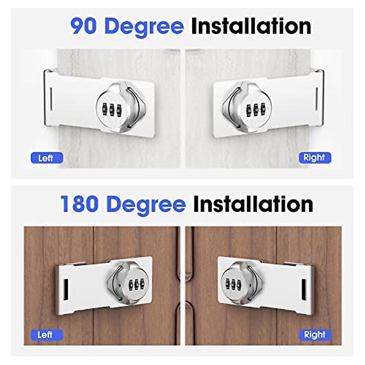 Mechanical Password Rotary Hasp Locks, Door Security Slide Latch Lock for Small Doors, Cabinets, Barn Door, Bathroom, Outdoor, Garage, Garden (2 Packs Silver)