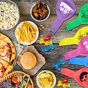 24 Pcs Punch Balloons Colorful Latex Punch Ball Party Favors Bounce Balloons with Rubber Band Handle for Birthday Party