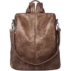FOXLOVER Backpack Purse for Women Large Womens Backpack Leather Travel Backpack Fashion Backpack Purse Designer Ladies Shoulder Bags(Brown A)