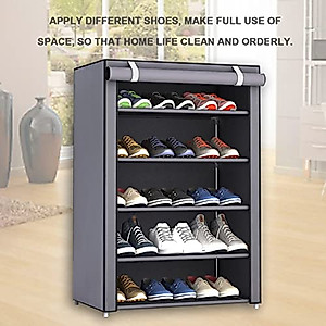 Shoe Storage Cabinet, Shoes Rack, Non-Woven Fabric Shoes Organizer Cabinet with Dustproof Cover, Shoes Storage Shelf for Bedroom Dormitory (90x30x60cm, 5 Layers), Shoe Racks Storage Cabinet
