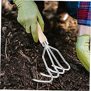 Gardening Rake 1pc Four-Tooth Rake Cleaning Tool Shrub Rake Gardening Tool Tools Handheld Gardening Cultivator Japanese Tools Garden Tractor Rake Digging Tool Wood Forging Leaf