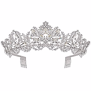 Didder Silver Tiaras for Women Bridal Tiara, Crystal Tiaras and Crowns for Women Princess Tiaras for Girls Birthday Crown for Prom Wedding Party Halloween Costume Hair Accessories Christmas Gift