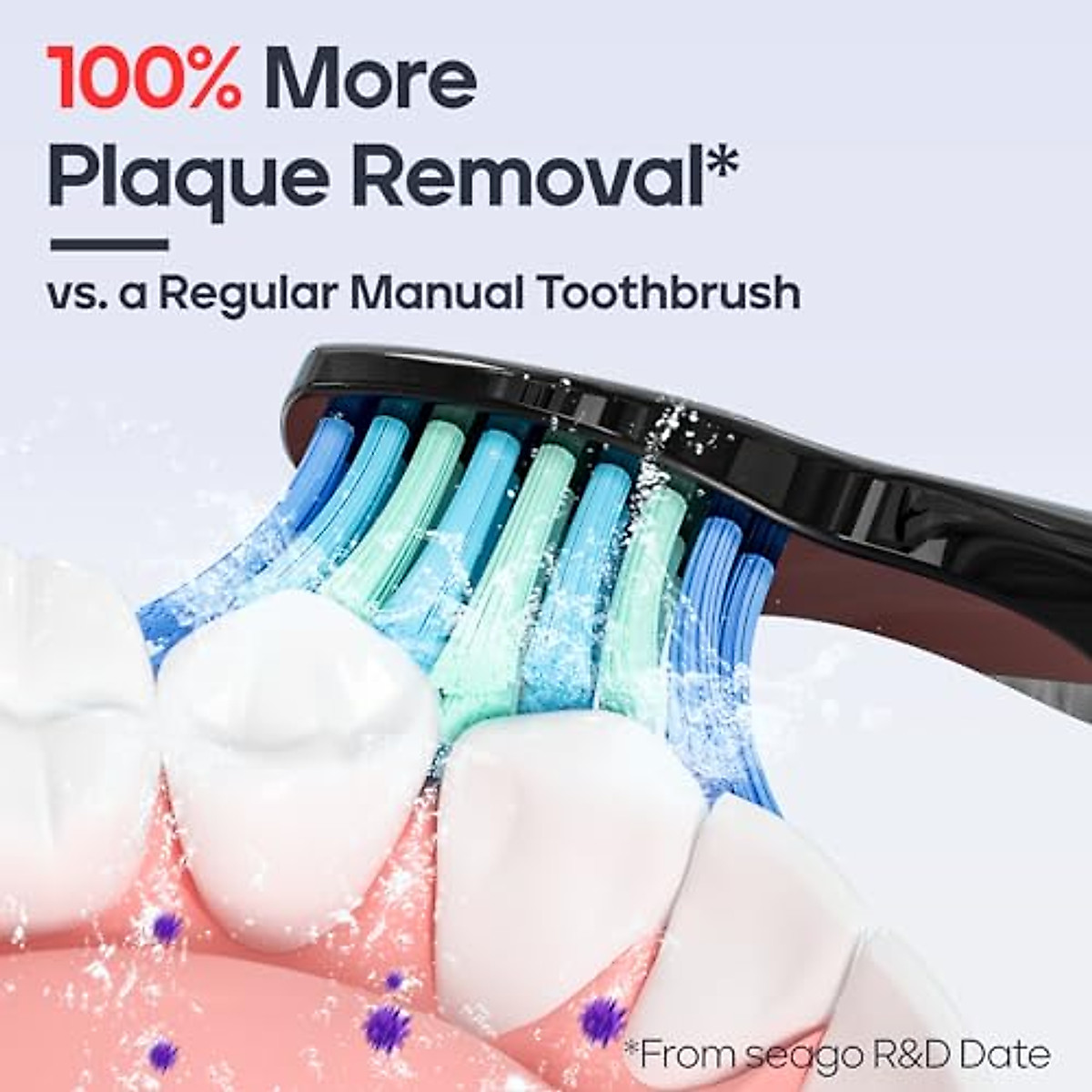 SEAGO Electric Toothbrush for Adults, with 8 Heads and 5 Modes, Rechargeable Sonic Tooth Brush One Charge for 30 Days, with 2 Mins Timer(Black)