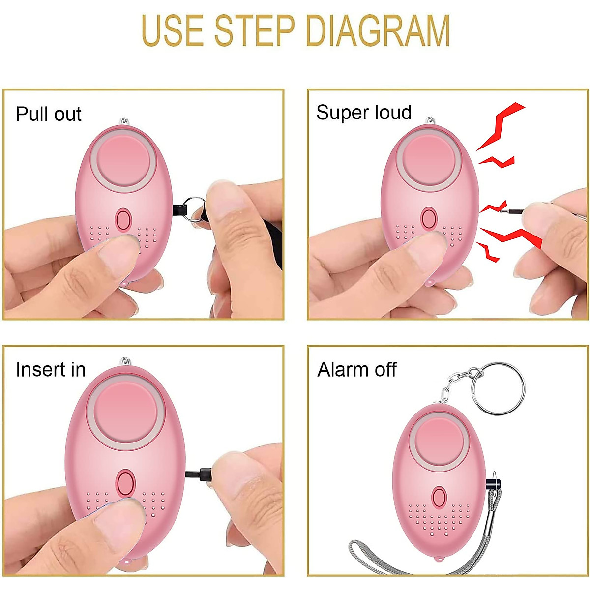 Emergency Personal Alarm, 3 Pack 140DB Personal Siren with LED Lights, Personal Panic Alarm for Men, Women, Children, Elderly Emergency Security Alarm, Self Defense Electronic Device