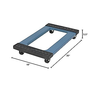 Vestil PDOC-1830 Plastic Dolly Rubber End, 1000 lbs Capacity, 30" Length x 18" Width x 5-1/2" Height Deck