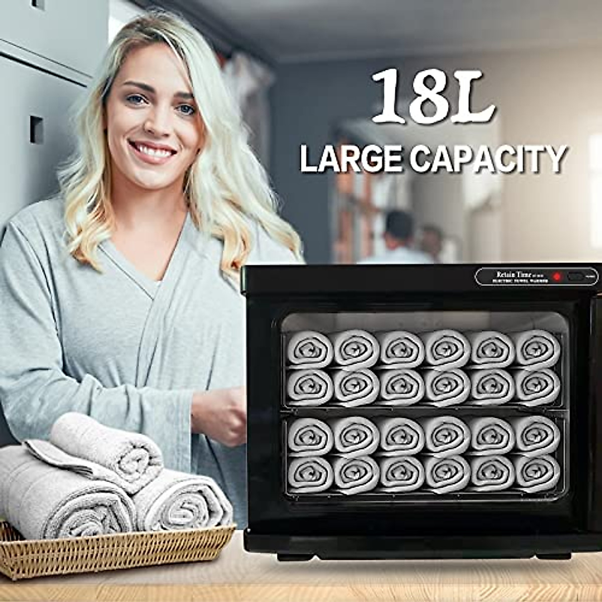 18L Professional Towel Warmer, Large Hot Towel Warmer, The RetainTime Towel Warmer is Suitable for Salons, Beauty, Spas, Pedicures and Other Professional Stores.(Black Towel Warmer)