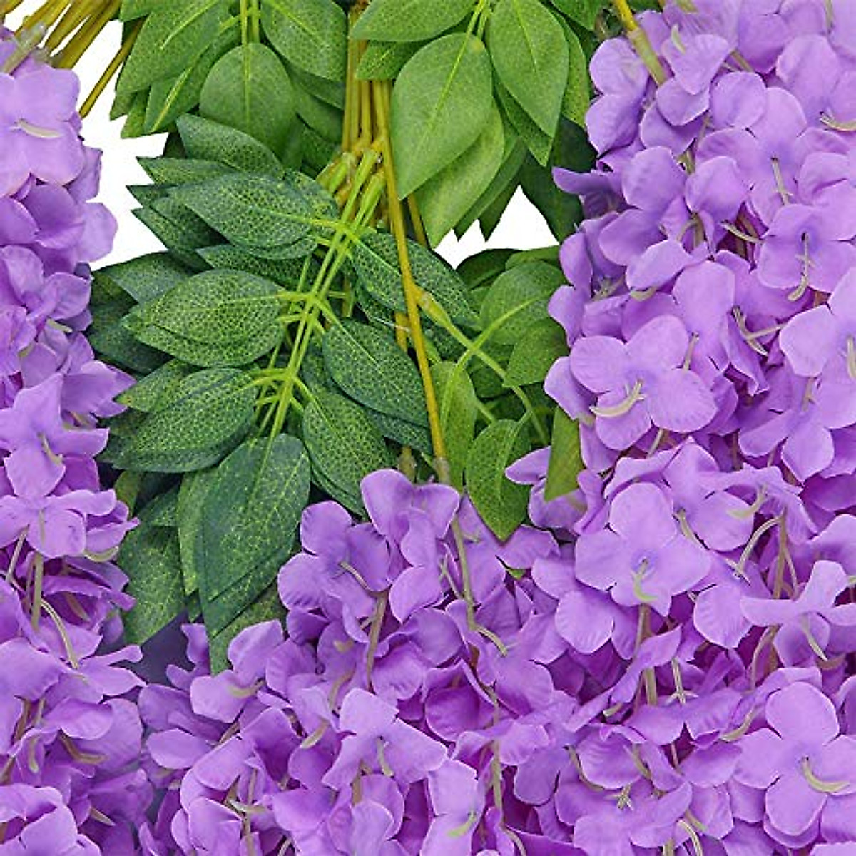 24 Pack Wisteria Flower Vines Garland, 3.75 Feet Artificial Flower Strings, Fake Hanging Flowers, Silk Wisteria Garland Flowers, Wisteria Vine for Wedding, Garden, Wall Decoration (Purple Blue)