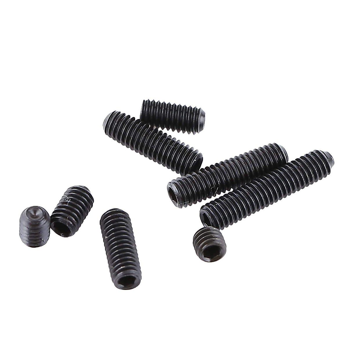 Oumefar 200Pcs Screws Grade Carbon Steel M3 Black Cup Point Screw Assortment Steel Set Screw Hex Socket Set Screw Bolts Nut Bolt Assortment Used for Industry