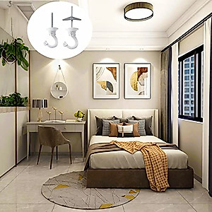 GDQLCNXB 6Sets 55mm/2.17" Ceiling Metal Ceiling Hooks, Heavy Duty Swag Ceiling Hooks with Hardware for Hanging Plants/Chandeliers/Wind Chimes/Ornament (White Color)