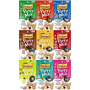 Friskies Party Mix Crunch Variety Pack (9 Flavors) - Wild West, Morning Munch, Mixed Grill, Picnic, Beachside, Cheezy Craze, Original, California Dreamin', and Meow Luau