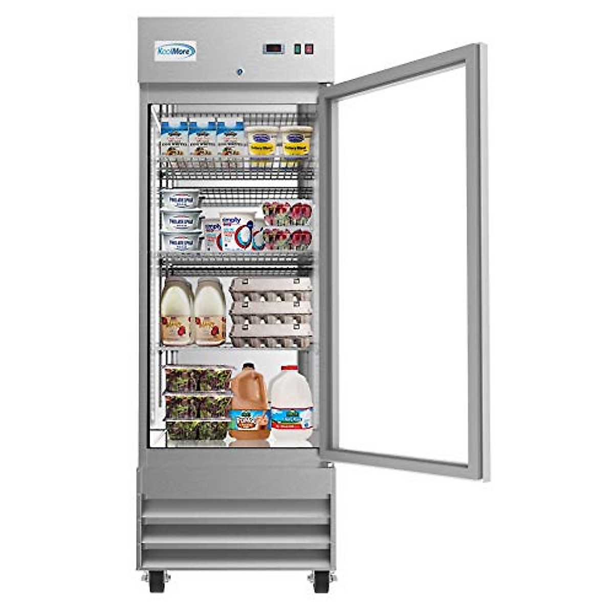 KoolMore - RIR-1D-GD 29" Stainless Steel 1 Glass Door Commercial Reach-in Refrigerator Cooler - 23 cu. ft