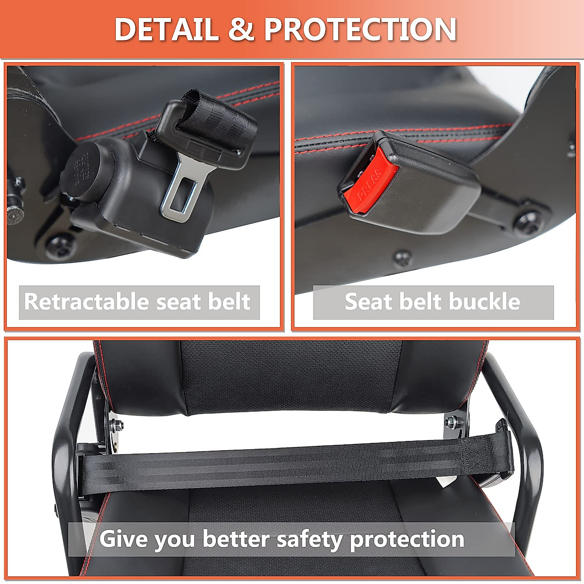 TICSEA Universal Forklift Seat,Tractor Seat with Adjustable Back,Safety Belt and Operator Position Switch,Excavator Skid Loader Backhoe Dozer Telehandler
