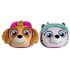 Nickelodeon Girls’ Paw Patrol Slippers – Plush Fuzzy Slippers: Everest, Sky (Toddler/Kid), Size 11/12, Skye/Everest