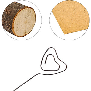 20 Pcs Wood Place Card Holders and 30 Pcs Kraft Place Cards, Rustic Wooden Table Number Holder Stand Photo Picture Note Clip Holders for Wedding Party Name Sign - Heart Shape