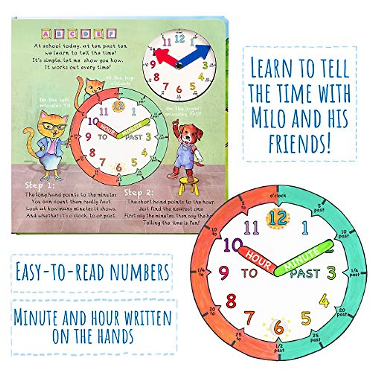 Amonev Clock Book Time Teaching Story Book Tell Us The Time Milo!