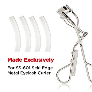 Seki Edge Eyelash Curler Replacement Pads (SS-601R) Pack of 4 Silicone Eyelash Curler Refill Pads - Maintain Curling Action - Made In Japan