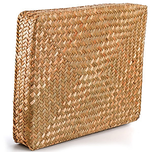 Lyellfe 2 Pack Tea Bag Organizer, 4 Divided Sugar Packet Holder, Handmade Seagrass Wicker Storage Basket for Organizer, Silverware Drawer for Paper, Cutlery, Coffee Pods, Snack