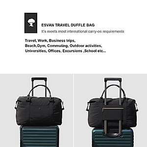 ESVAN Travel Tote Duffel Gym Bag,Weekender Overnight Carry-on Tote Crossbody Bag with Wet Pocket and Trolley Sleeve Upgraded