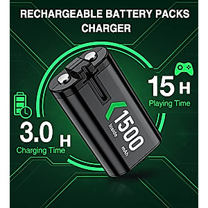 Xbox Controller Battery Pack for Xbox Series X|S/Xbox One S/X/Elite, 4x1500mAh Xbox One Rechargeable Battery Pack With Fast Charger Station for Xbox Series X|S/Xbox One S/X/Elite Wireless Controller