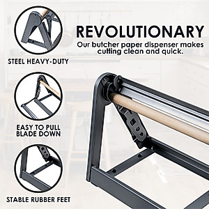 West Palm Brands Paper Roll Cutter, Holder & Dispenser for Butcher Freezer Craft Paper Rolls 24", Great Butcher, Wrapping, Crafting Paper or Vinyl Roll Holder - Free Standing or Wall Mounted