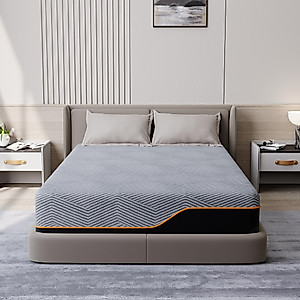 ESHINE 14 inch Queen Memory Foam Mattress - Queen Size Mattress with Cooling Gel Memory Foam for Pressure Relief, Green Tea Mattress in a Box for Comfort Sleep, CertiPUR-US Certified, Dark Grey