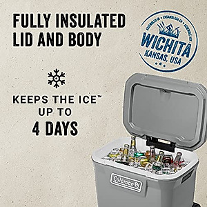 Coleman Classic Series Insulated Portable Wheeled Cooler, Leak-Resistant Outdoor Hard Cooler Keeps Ice up to 5 Days, 65-Quart